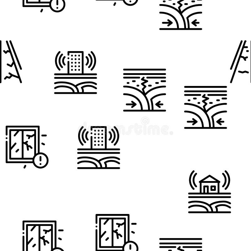 Earthquake Disaster Collection Icons Set Vector Stock Vector ...