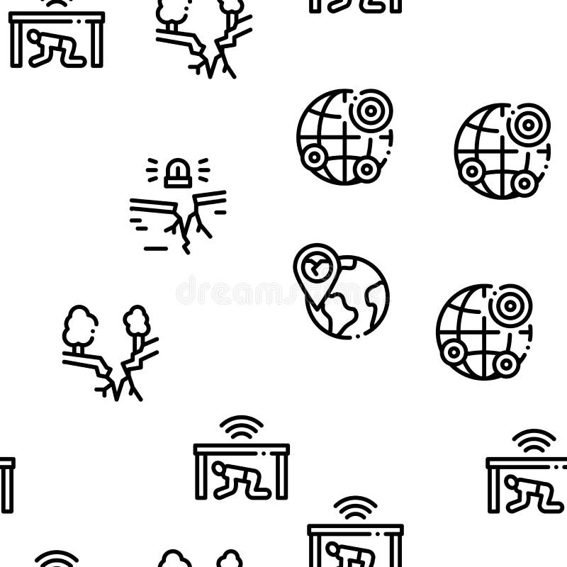 Earthquake Disaster Collection Icons Set Vector Stock Vector ...