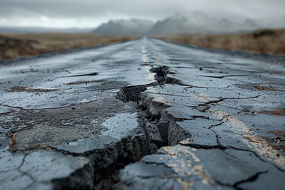 Earthquake Effect Image, Split Road and Broken Asphalt Stock ...