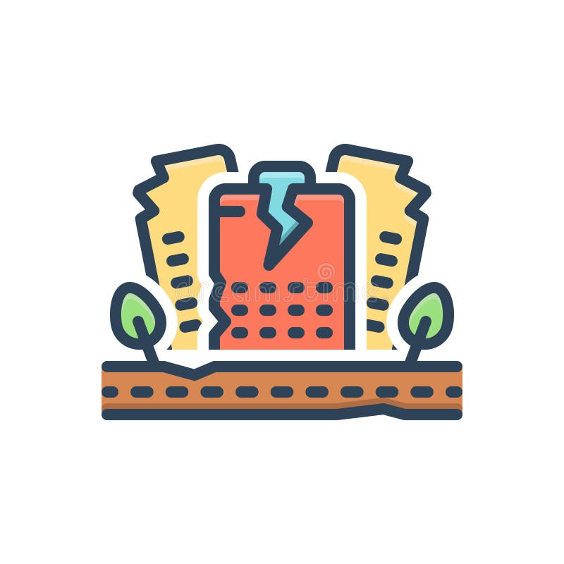 Color Illustration Icon for Earthquake, Catastrophe and Damage Stock ...