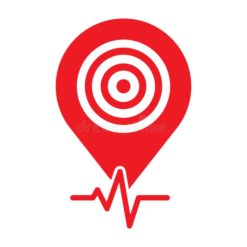 Earthquake Location Icon. Map Pin and Earthquake Vector Illustration ...