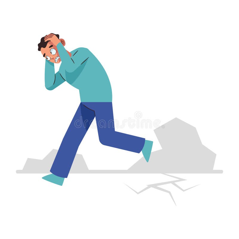 Earthquake scared man stock vector. Illustration of disaster - 301728107