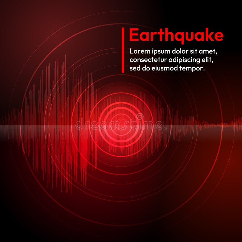 Earthquake Seismic Wave and Circle Ring Wave on Red Dark Light ...