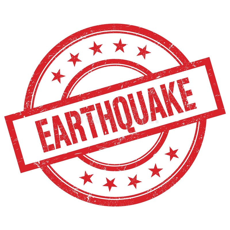 EARTHQUAKE Text on Red Brown Ribbon Stamp Stock Illustration ...