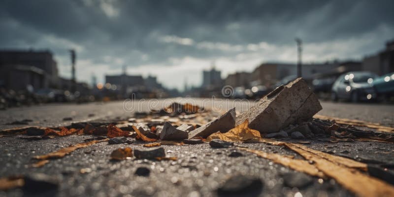 Earthquake Tsunami Aftermath City Disaster Debris Cracked Collapsed ...