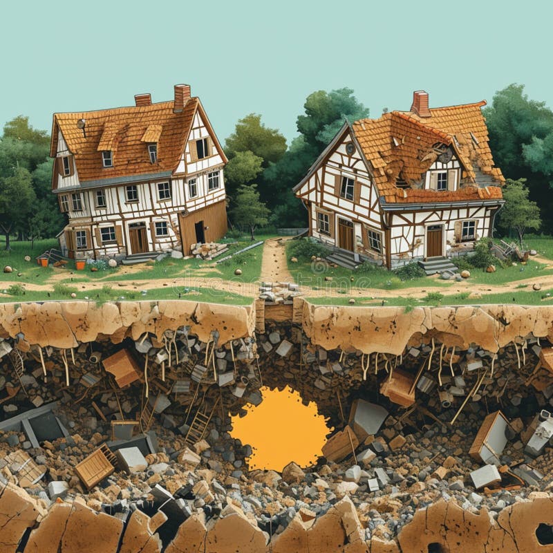 Earthquake Visualization Vector Design Depicting Natural Disaster ...