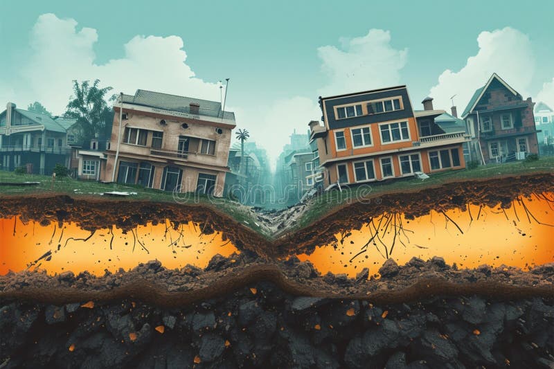 Earthquake Visualization Vector Design Depicting Natural Disaster ...