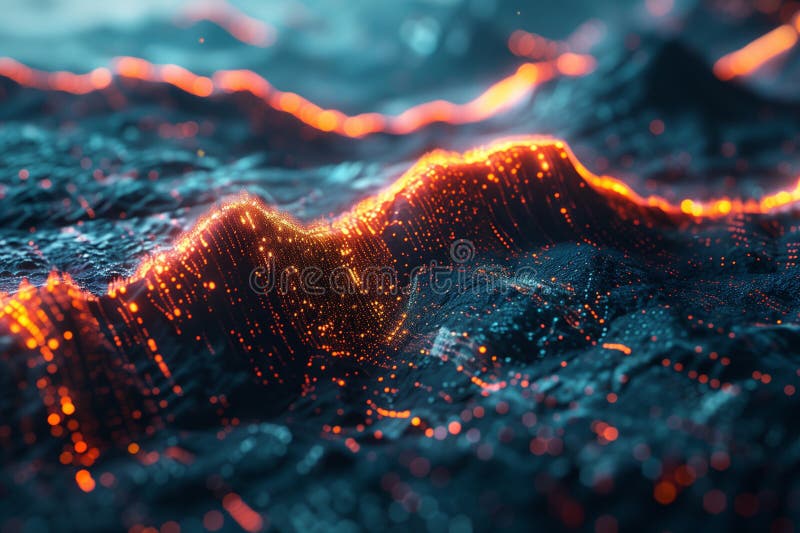 Digital Topographic Map Showing Seismic Activity with Vibrant Colors ...