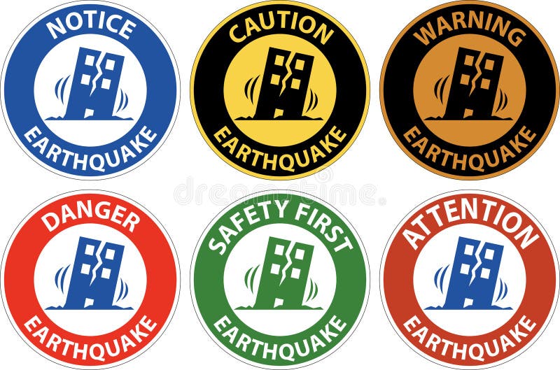 Earthquake Warning Sign with Cracked Building Stock Vector ...
