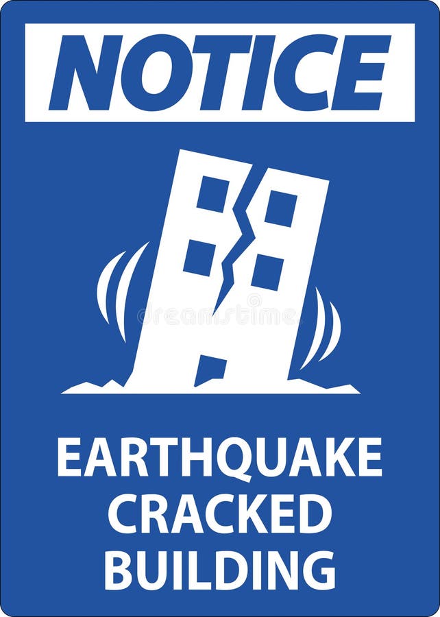 Earthquake Warning Sign with Cracked Building Stock Vector ...