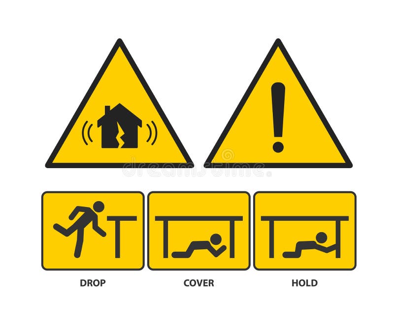 Warning Earthquake Signs. Warning Earthquake Prone Area Sign Isolated ...
