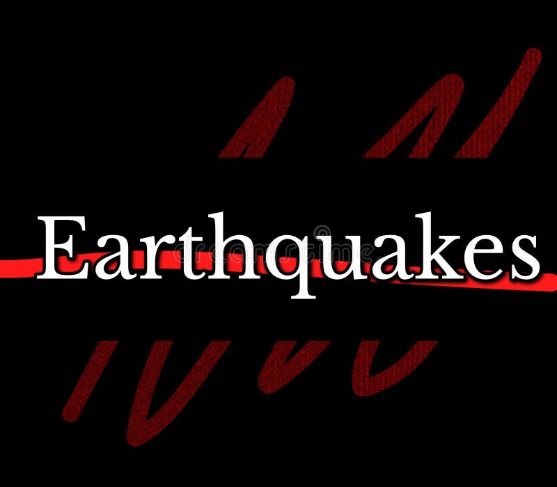 Earthquakes Lettering on Black Background with Red Stripes Stock ...