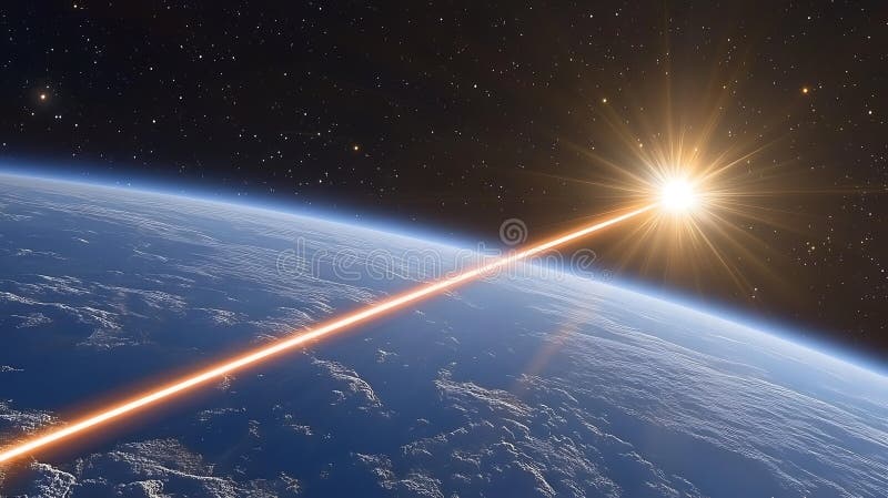 Earths Atmosphere is Illuminated by a Beam of Celestial Light Stock ...