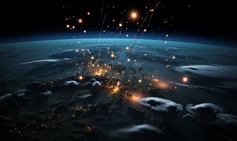 Earths Night View from Space Stock Photo - Image of orbit, satellite ...