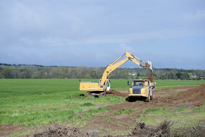 Earthwork stock image. Image of site, brown, blue, construction - 24631761