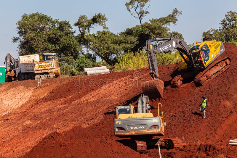 Earthworks Civil Engineering Excavators Editorial Stock Image - Image ...