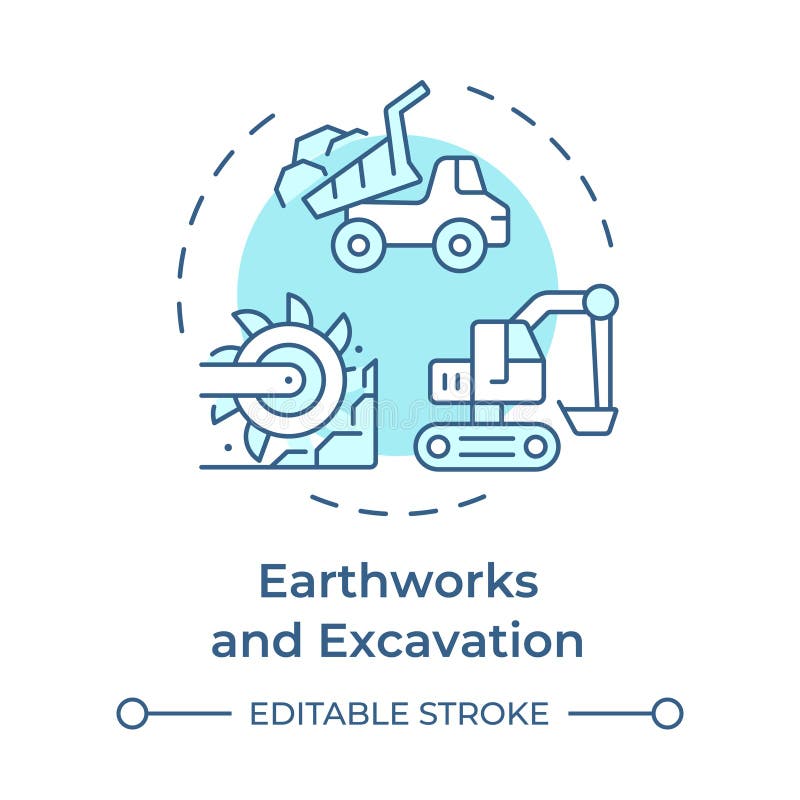 Earthworks and Excavation Soft Blue Concept Icon Stock Vector ... Earthworks and Excavation Soft Blue Concept Icon Stock Vector ...