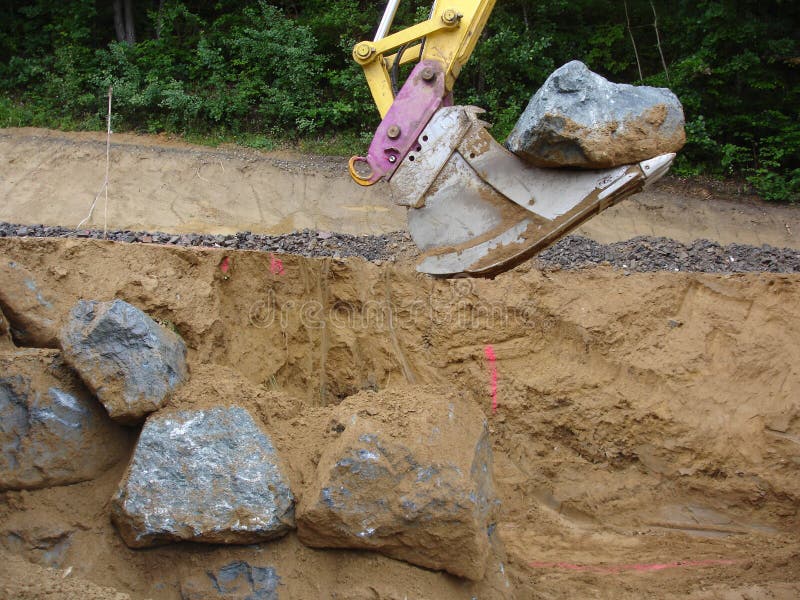 Earthworks with Excavator on Construction Site Stock Photo - Image of ...