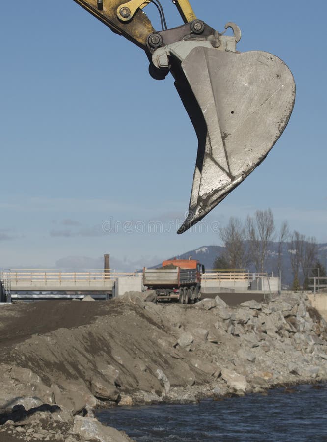 Earthworks with Excavator on Construction Site Stock Photo - Image of ...