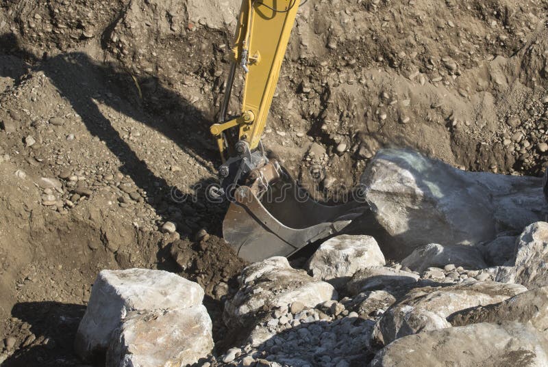 Earthworks with Excavator on Construction Site Stock Photo - Image of ...
