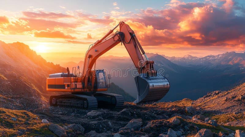 Earthworks in an Open Pit Mine Involve Using an Excavator To Dig Ore in ...