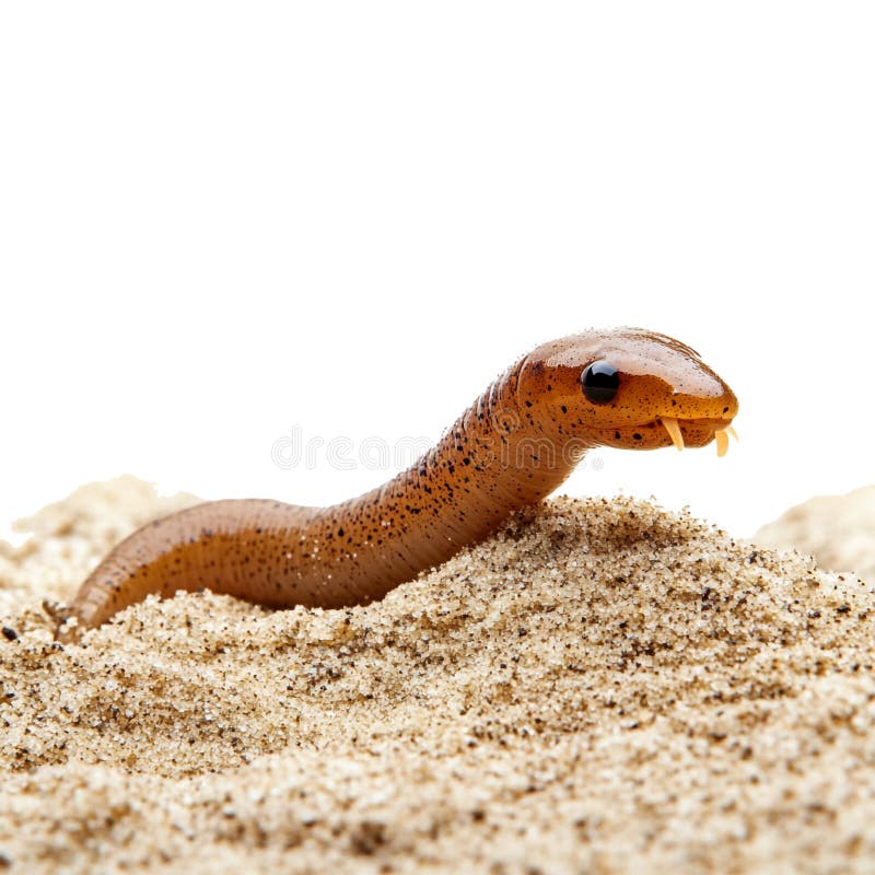 An Earthworm Emerging from Sand Displayed on a Transparent Background ...