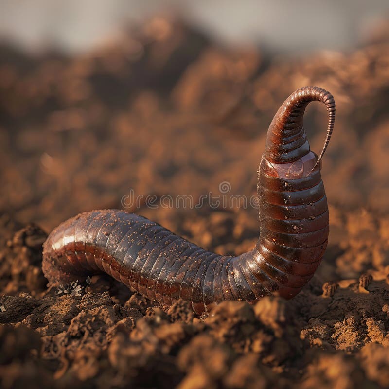 An Earthworm Emerging from the Soil, Showcasing Its Smooth, Segmented ...