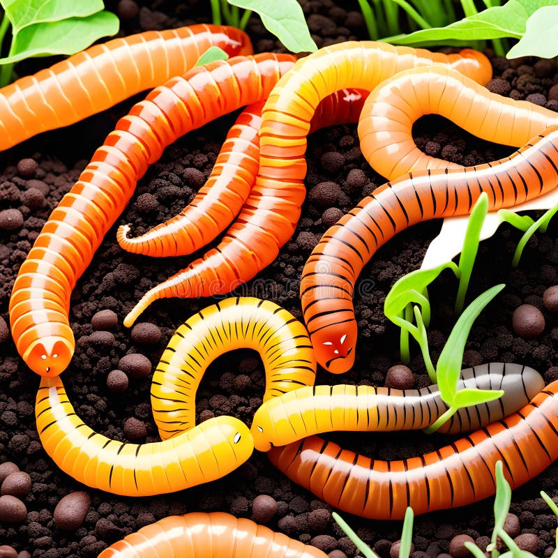 Earthworm in Garden, AI-generatet Stock Illustration - Illustration of ...