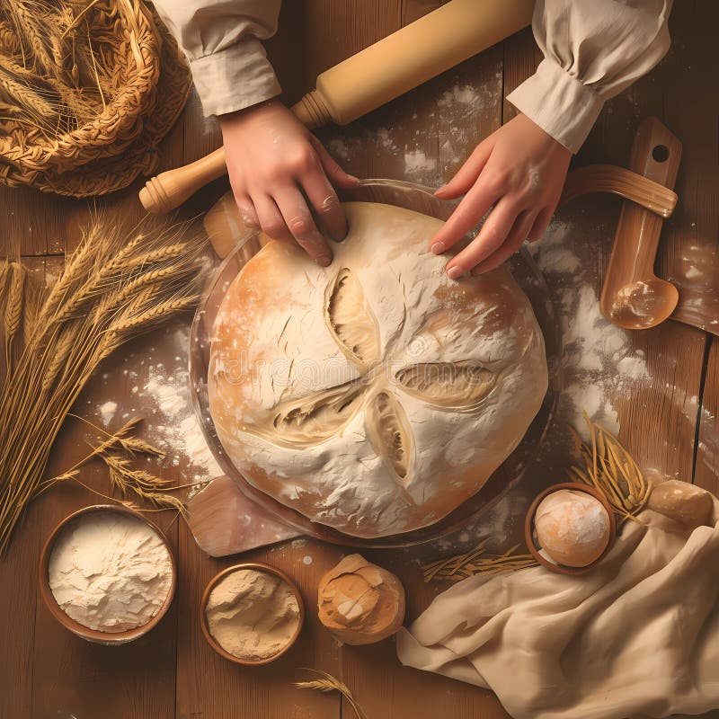 Earthy Delights: Handcrafted Bread in a Traditional Setting Stock ...