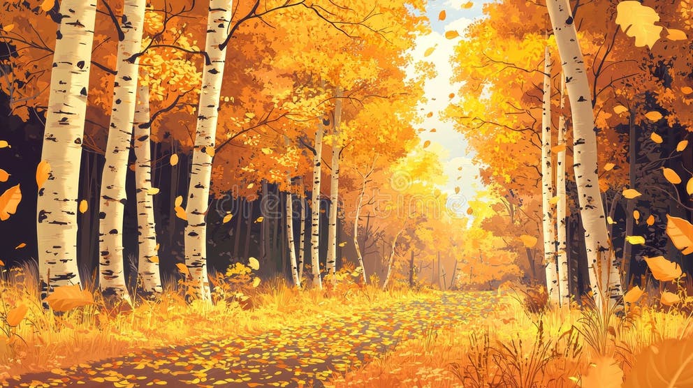 An Earthy Path through a Grove of Yellow-leaved Trees Stock Image ...