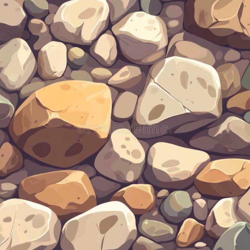 Smooth Rounded River Stones Earthy Tones Creating Natural Pattern Stock ...