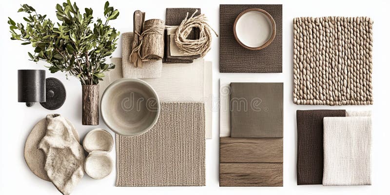 Earthy Tones and Textures Create a Harmonious Mood Board, Showcasing ...