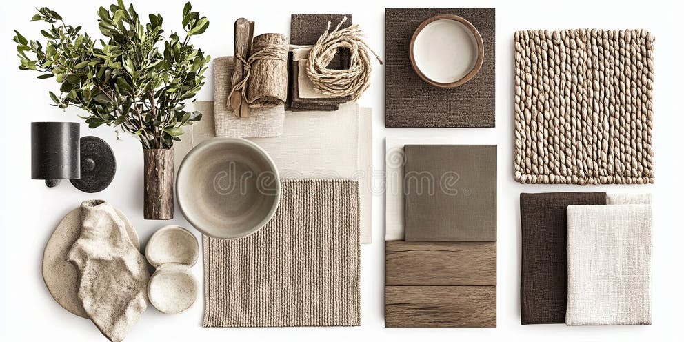 Earthy Tones and Textures Create a Harmonious Mood Board, Showcasing ...
