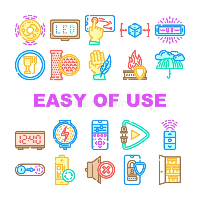 Ease of Use Convenience Product Icons Set Vector Stock Illustration ...