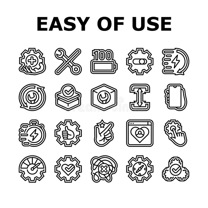 Ease of Use Product Icons Set Vector Stock Illustration - Illustration ...