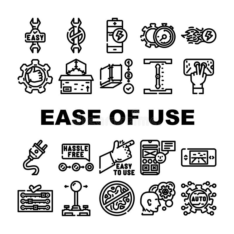 Ease of Use Product Intuitive Icons Set Vector Stock Illustration ...