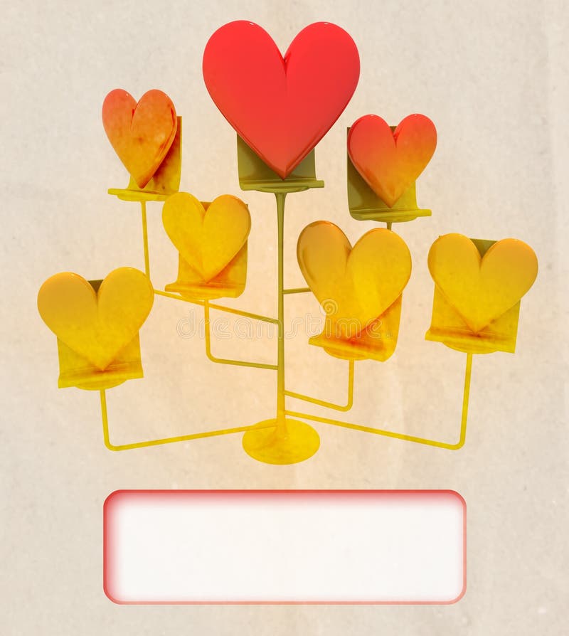 Easel with Golden and Red Hearts Card Template Stock Illustration ...