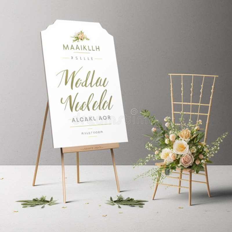 Easel Sign Mockup Wedding Sign Mockup Stock Illustration - Illustration ...