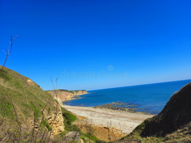 Easington Colliery Clifftop View with Blue Sea and Open Sky Stock Image ...
