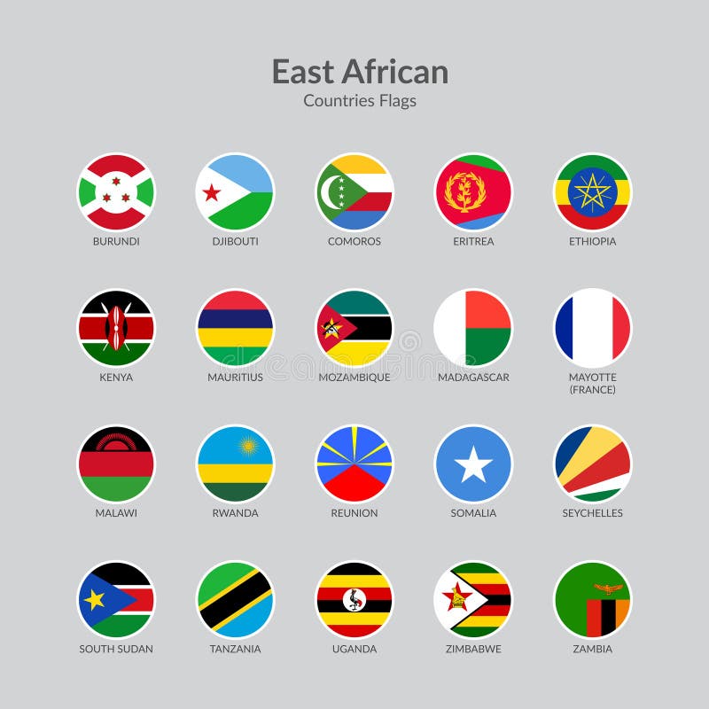 East African Countries Flag Icons Collection Stock Vector ...