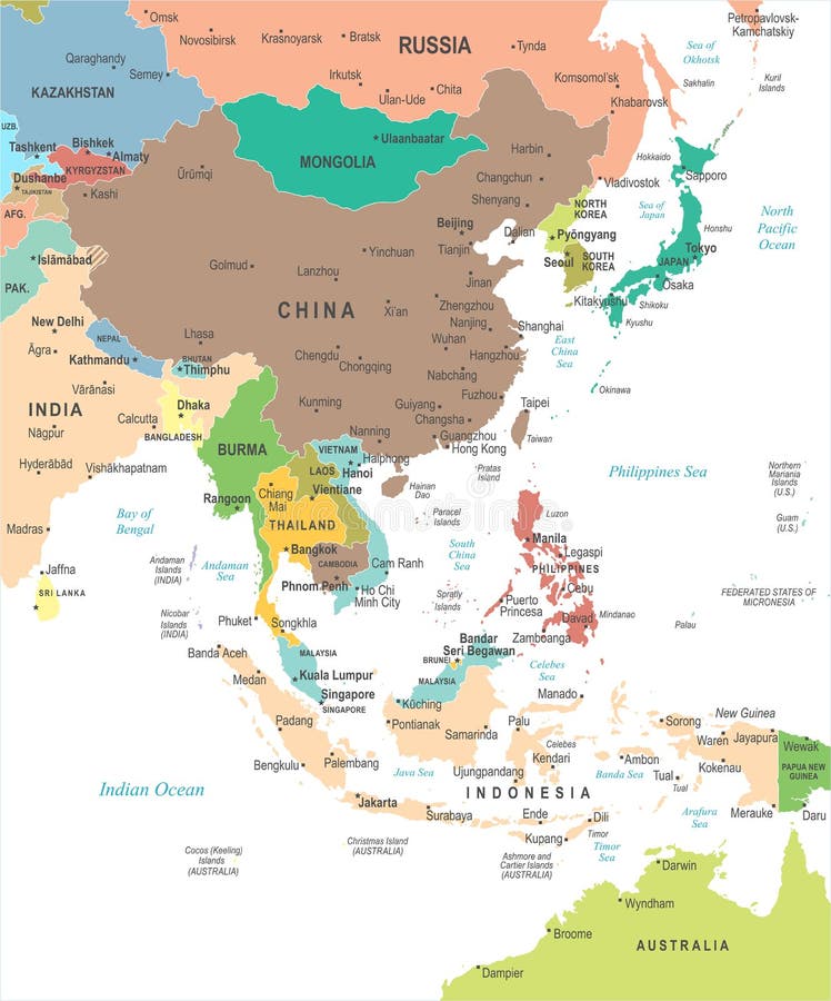 East Asia Map - Vector Illustration Stock Illustration - Illustration ...