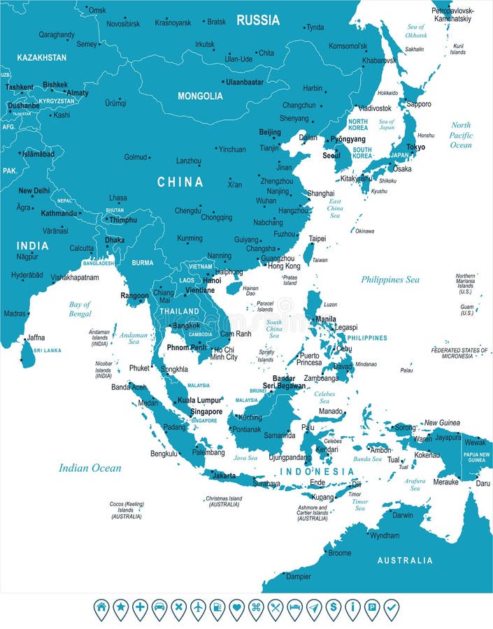 East Asia Map - Vector Illustration Stock Illustration - Illustration ...