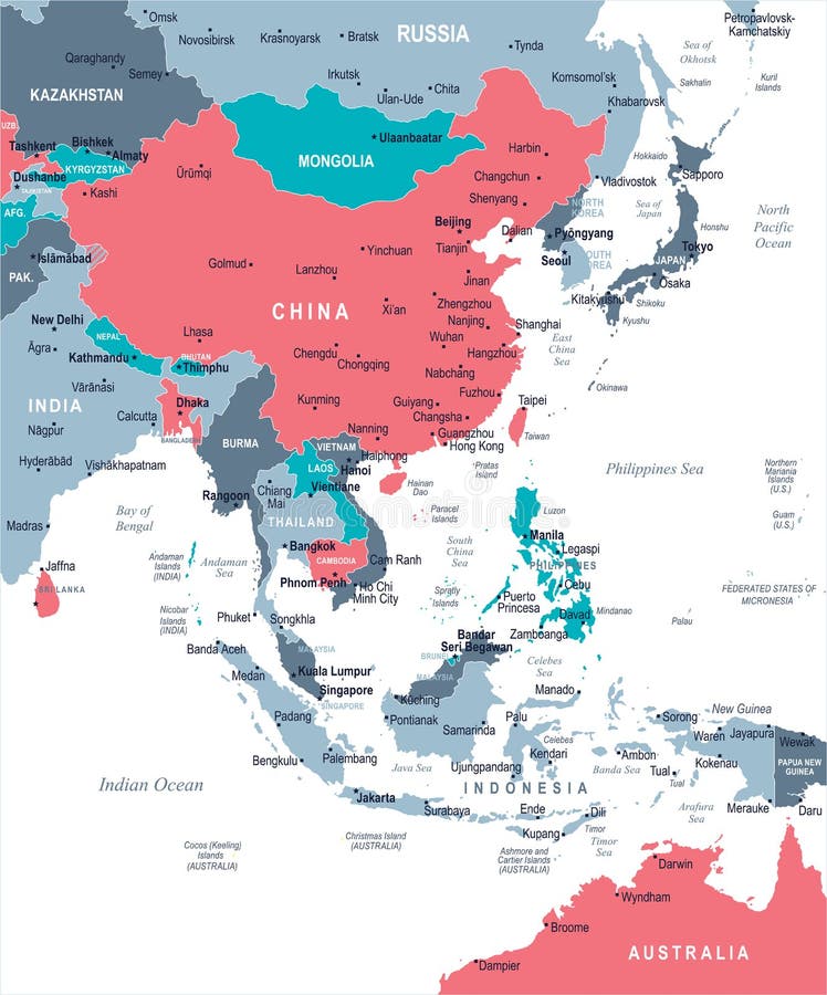 East Asia Map - Vector Illustration Stock Illustration - Illustration ...