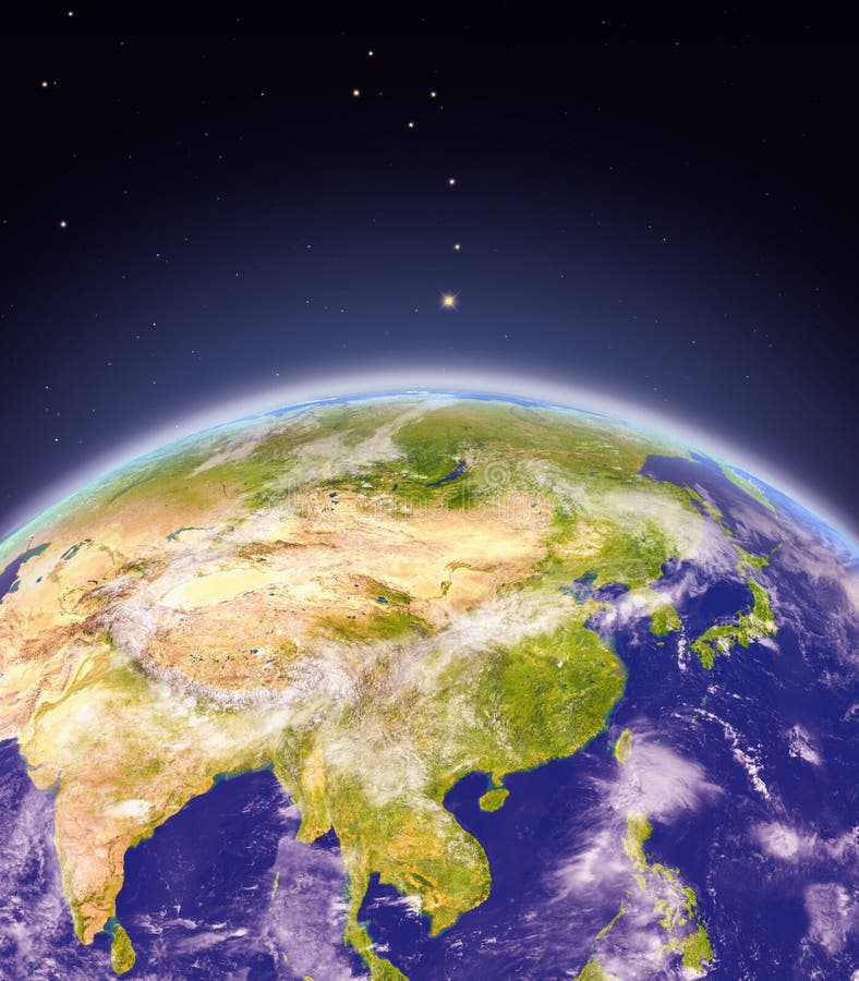East Asia from space stock illustration. Illustration of satellite ...