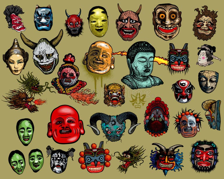 Kabuki Mask Stock Illustrations – 766 Kabuki Mask Stock Illustrations ...