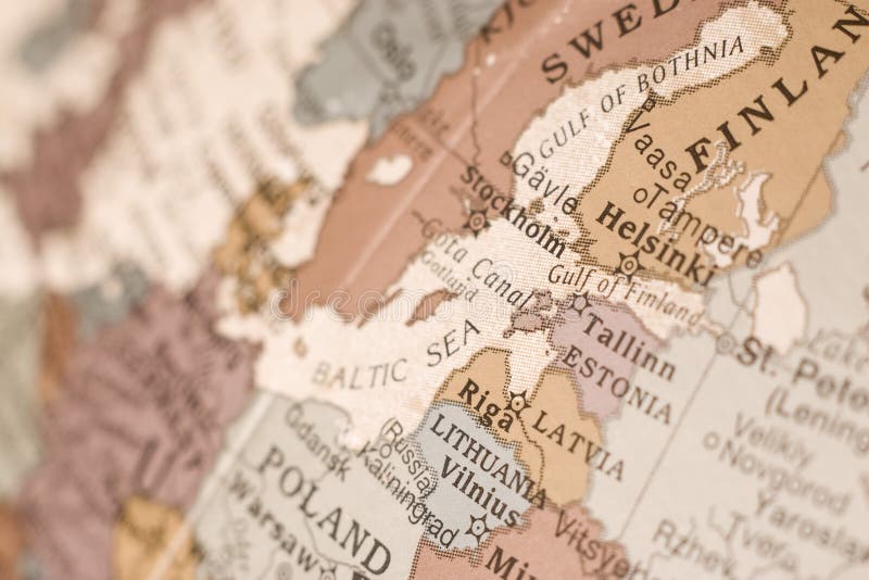 East Baltic map close up stock photo. Image of metallic - 4882434