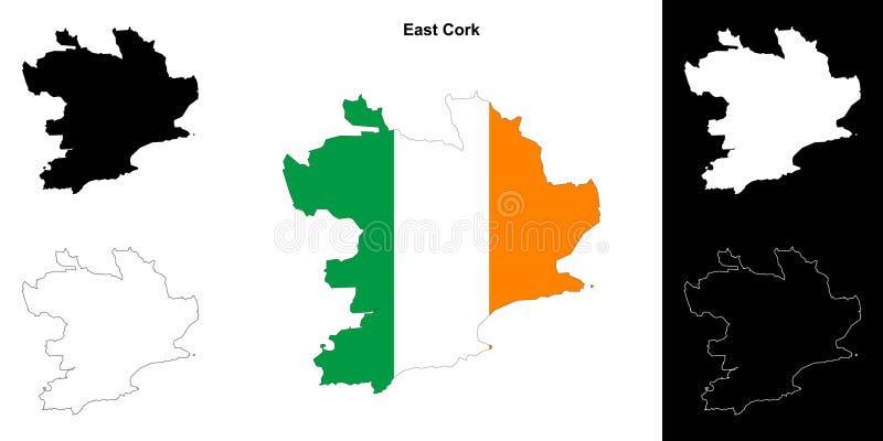East Cork outline map stock vector. Illustration of detailed - 379307051
