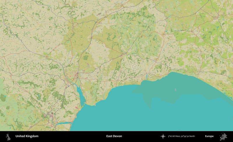East Devon, United Kingdom. OpenStreetMap Humanitarian Stock ...