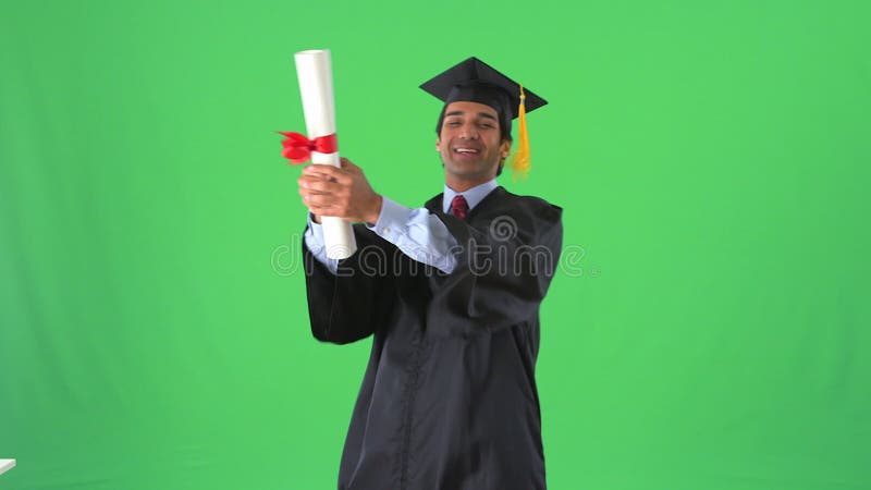 East Indian College Graduate on Greenscreen Stock Video - Video of ...