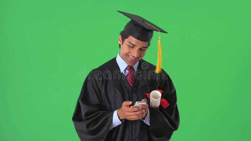 East Indian College Graduate on Greenscreen Stock Footage - Video of ...